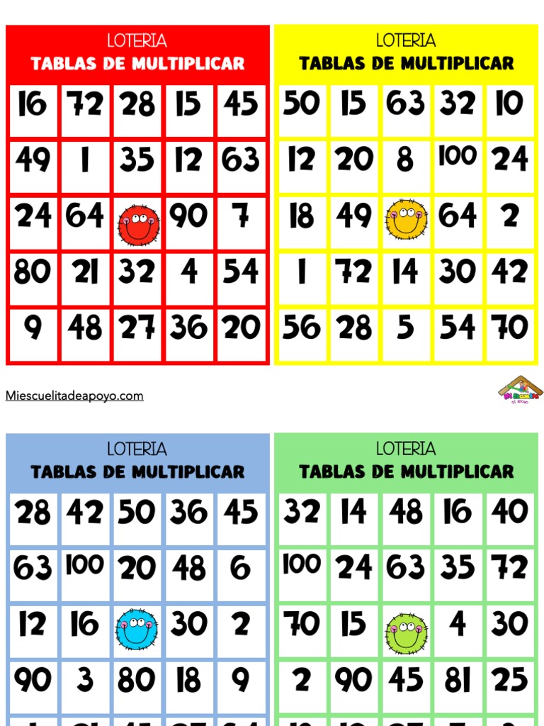 Loteria de Tablas de Multiplicar | PDF
