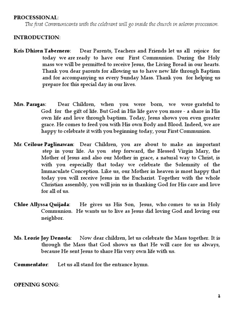 First Communion 2018 | PDF | Eucharist | Mary, Mother Of Jesus