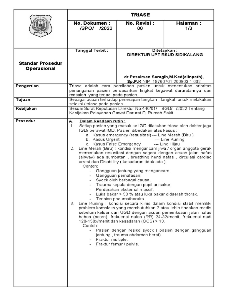 Sop Triase | PDF