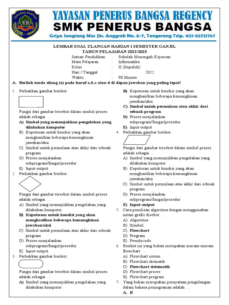 PB UTS - Informatika Jawaban Fix | PDF | Komputer