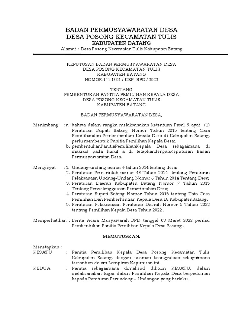 SK BPD Panitia Pilkades | PDF