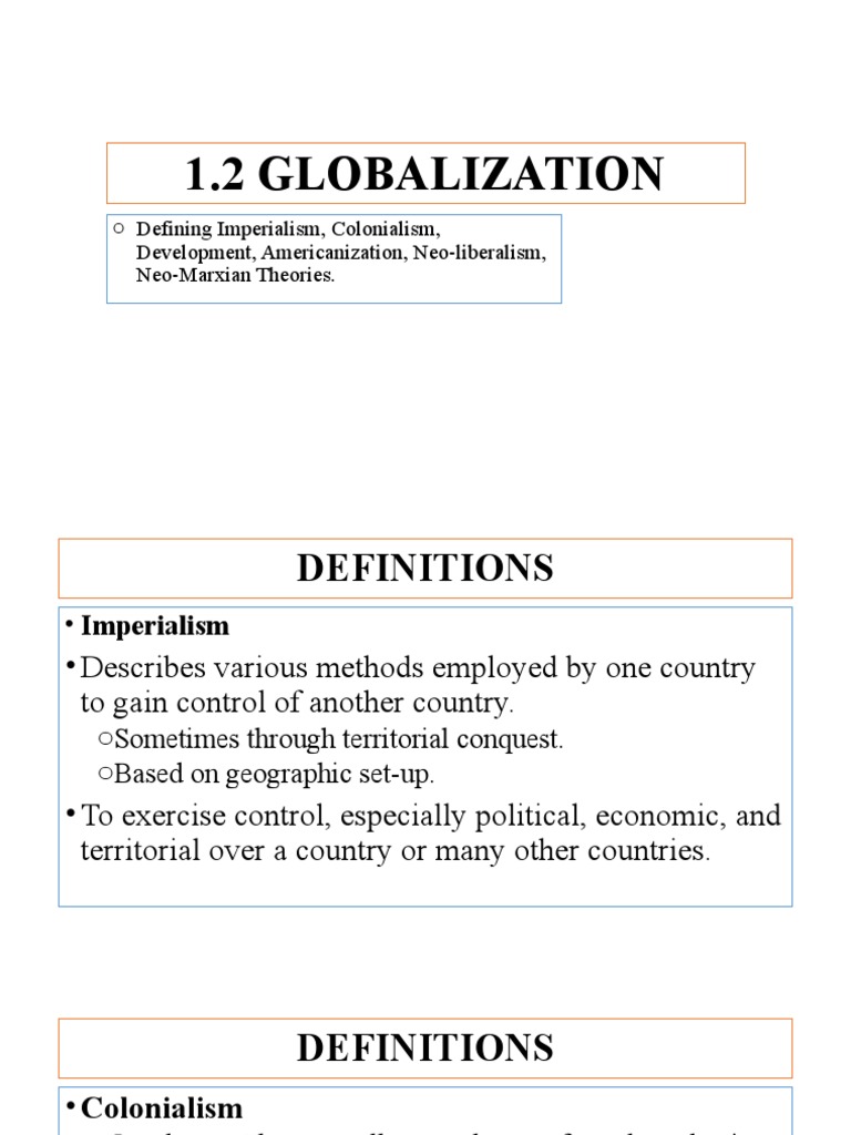Module 1.2, Theories of Globalization | PDF | Neoliberalism | Imperialism