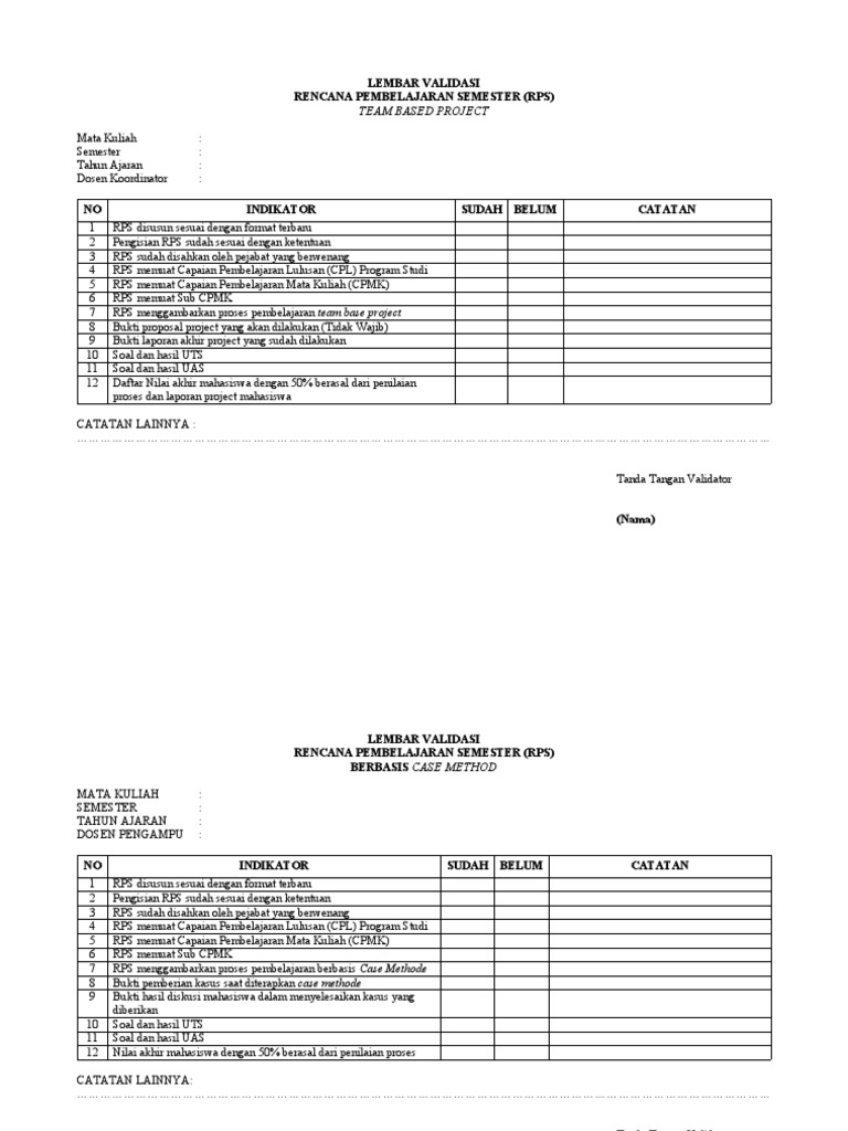 Validasi RPS: Team & Case Method | PDF