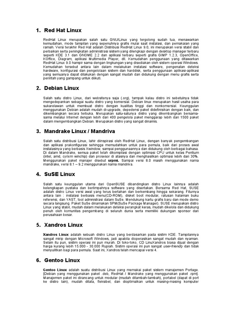Macam-Macam Sistem Operasi Linux | PDF Macam-Macam Sistem Operasi Linux | PDF