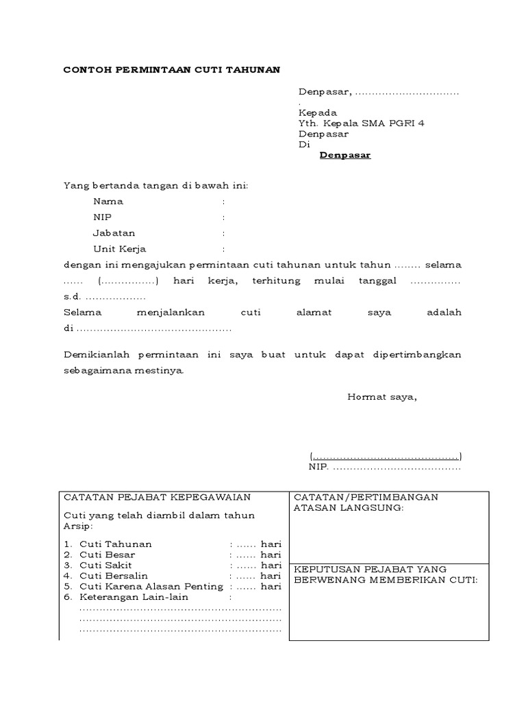 Form Form Cuti | PDF