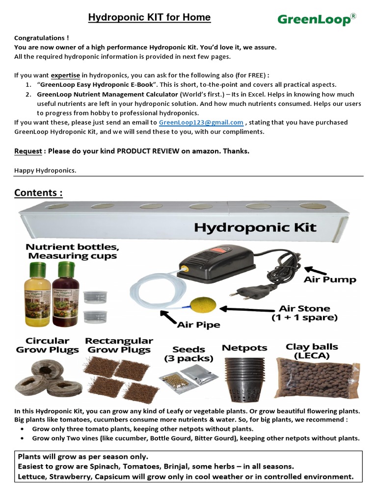 Instructions - Hydroponic Kit For Home | PDF | Hydroponics | Root