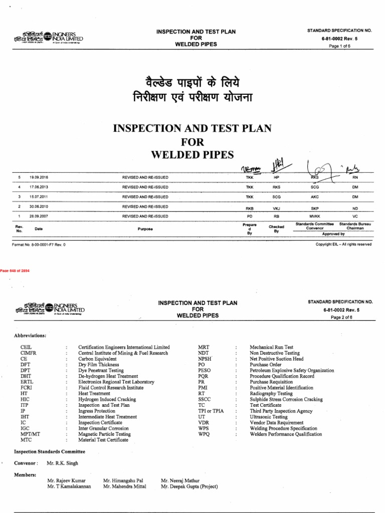 Itp For All Materials | PDF | Nondestructive Testing | Specification ...