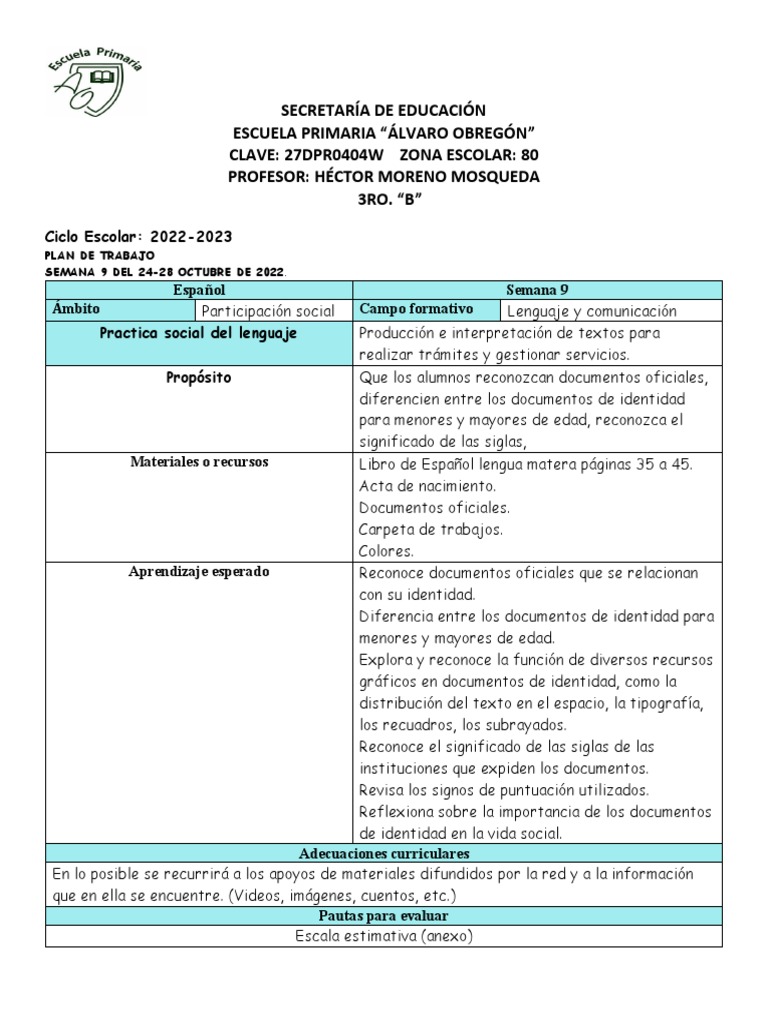 Planeación Sem 4, 3er Grado de Primaria. | PDF | Esqueleto | Sistema musculoesquelético humano