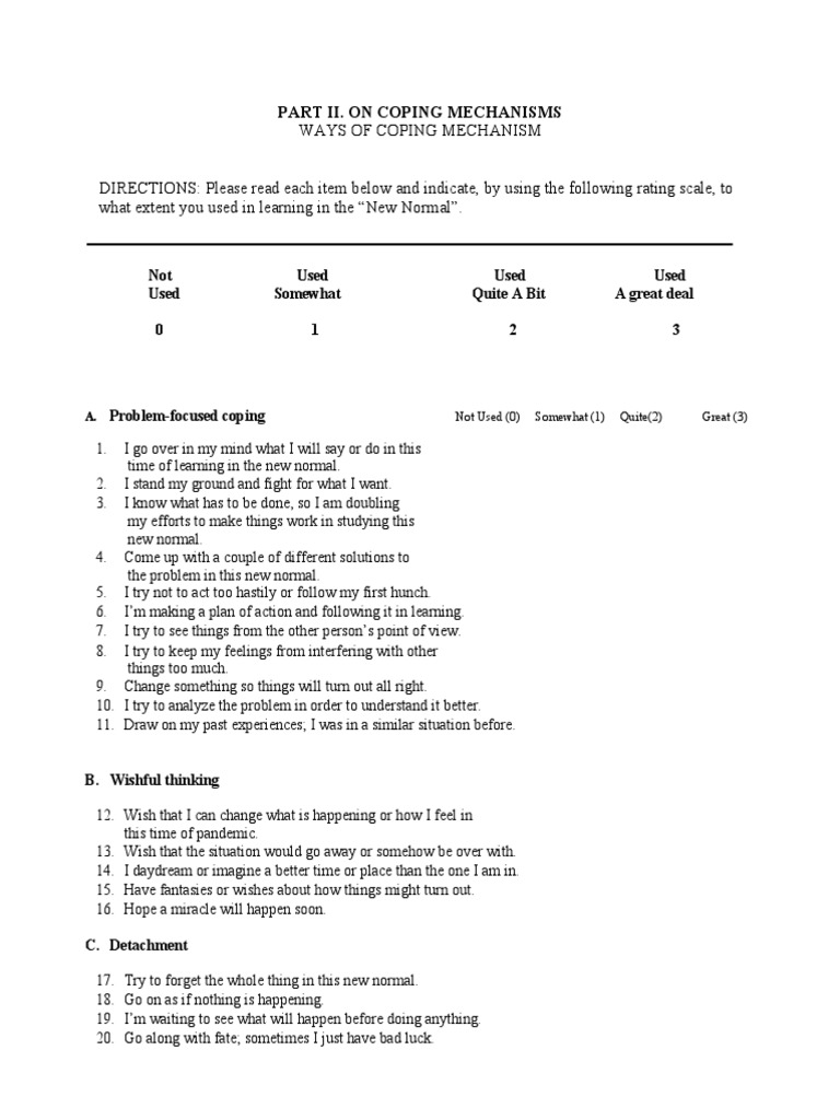 Coping Mechanisms Questionnaire-Sir Ea | Download Free PDF ...