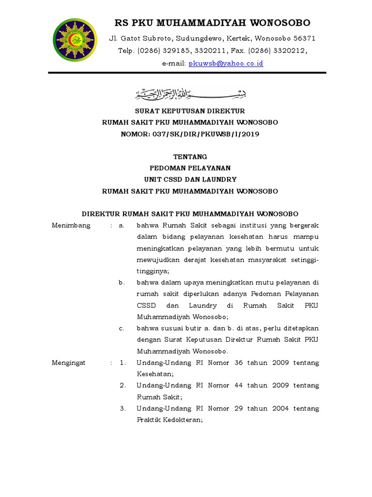 Pedoman Pelayanan CSSD Dan Laundry | PDF