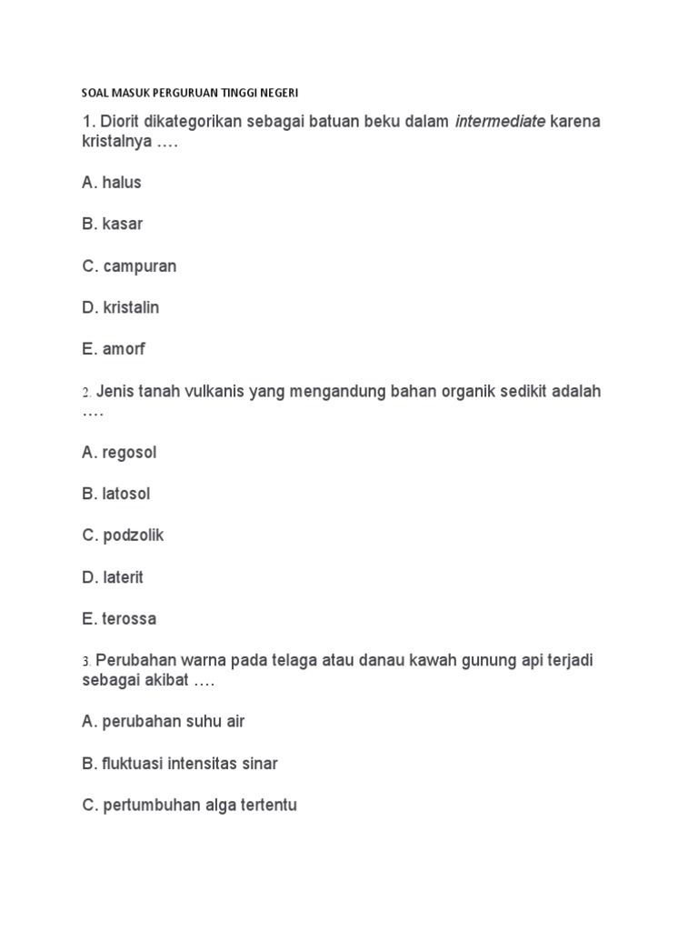 Soal Masuk Perguruan Tinggi Negeri | PDF