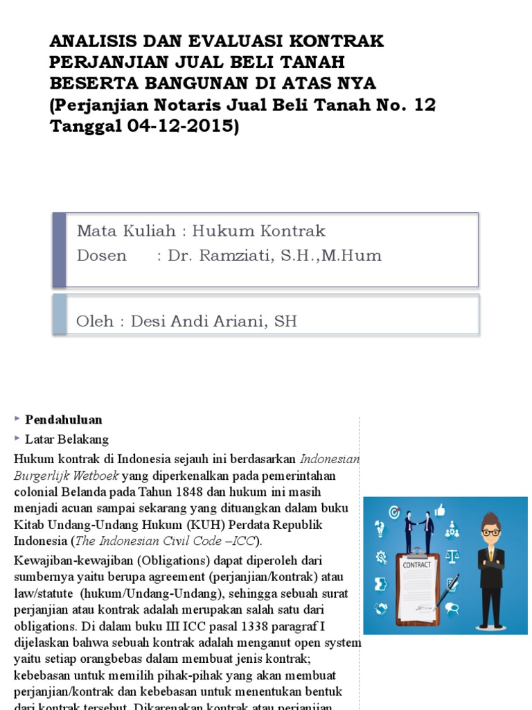 Analisis Dan Evaluasi Kontrak Perjanjian Jual Beli Tanah | PDF