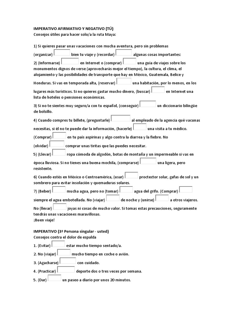 Ejercicio IMPERATIVO | PDF