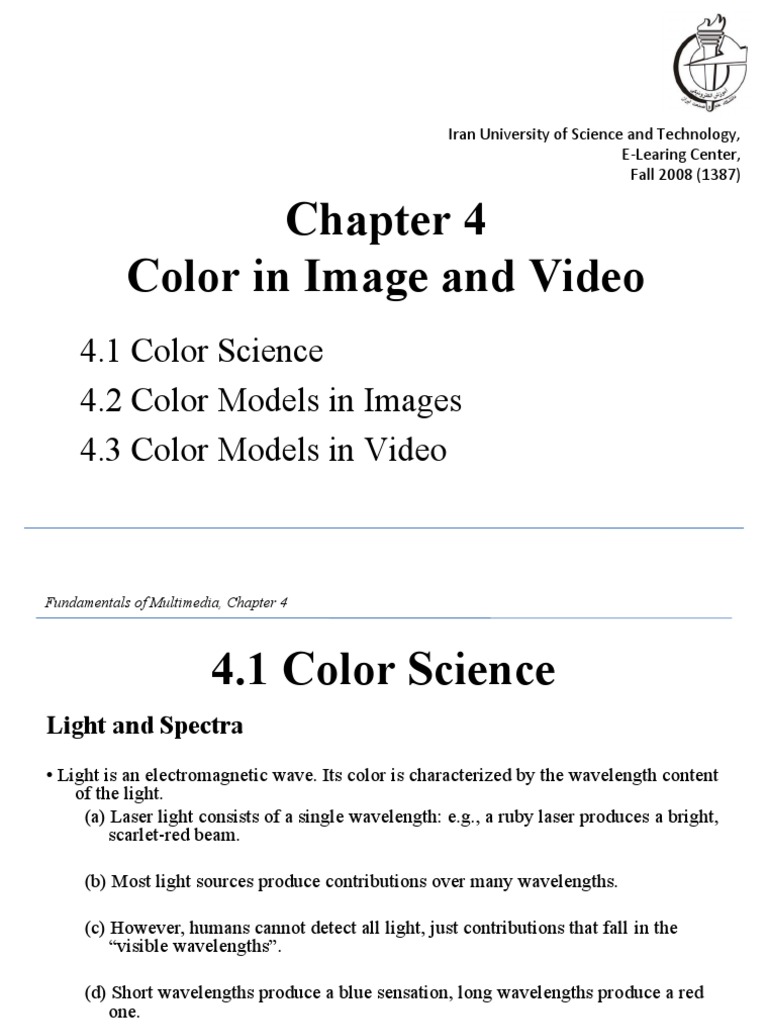 Chapter 4 - Color in Image and Video | PDF | Visual Perception | Image ...