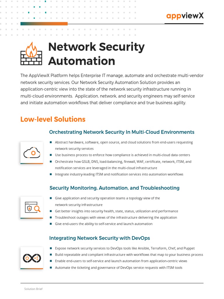 Solution Network Security Automation Pdf Computer Network Cloud Computing