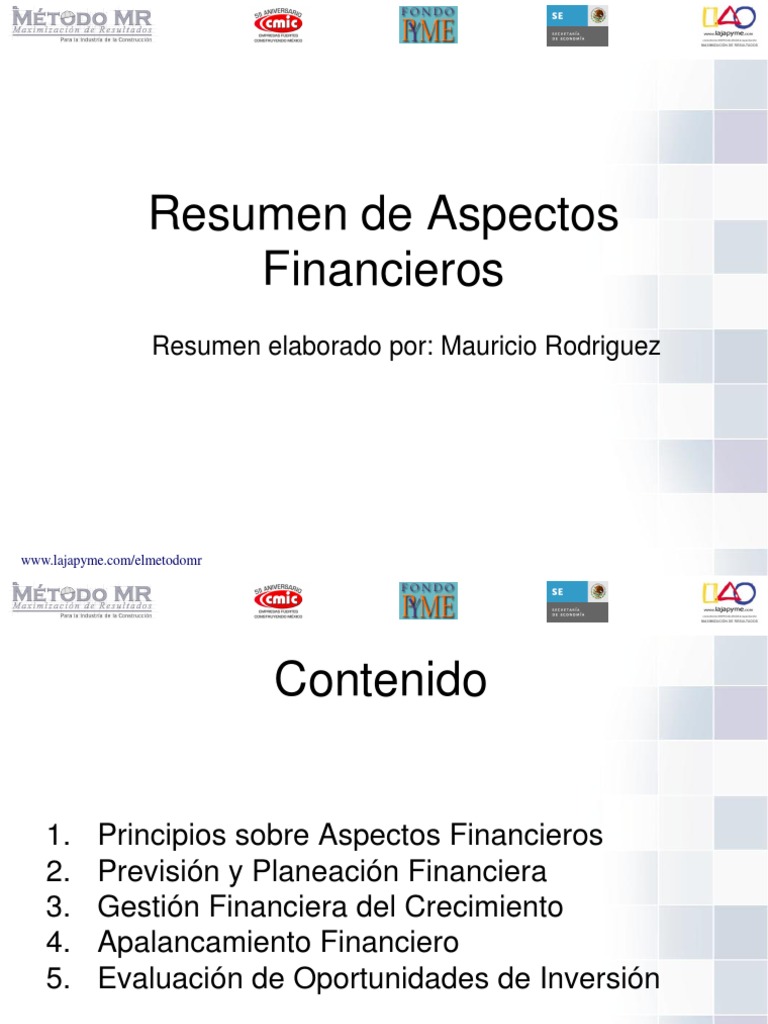Resumen - de - Aspectos Financieros | Descargar gratis PDF | Tasa ...