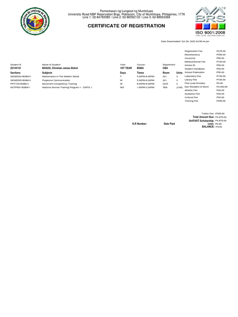 Certificate of Registration | PDF