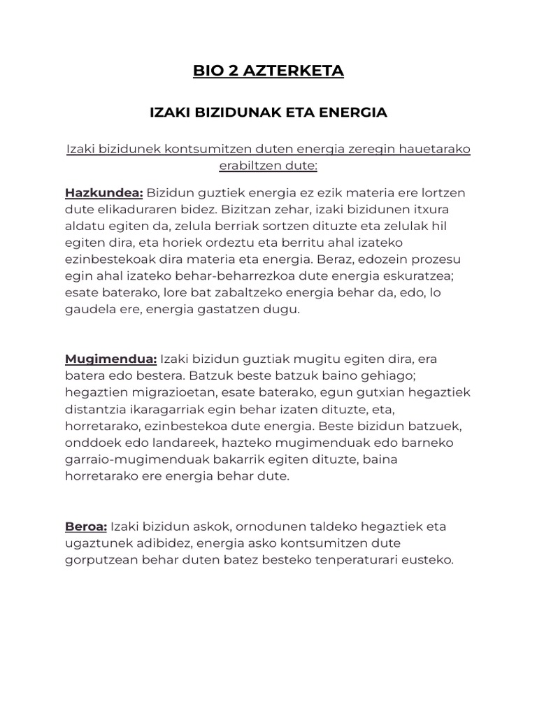 BIO 2 AZTERKETA - Google Dokumentuak | PDF