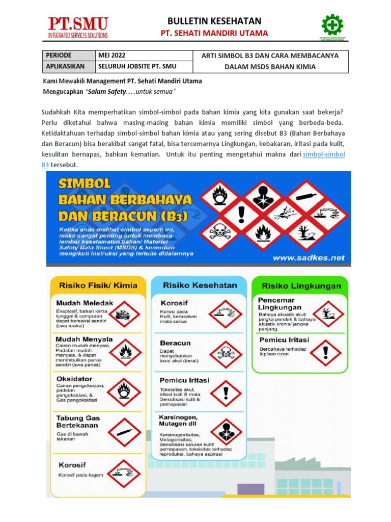 5.2 Bulletin K3LL - Arti Simbol B3 Dan Cara Membacanya Dalam MSDS Bahan ...