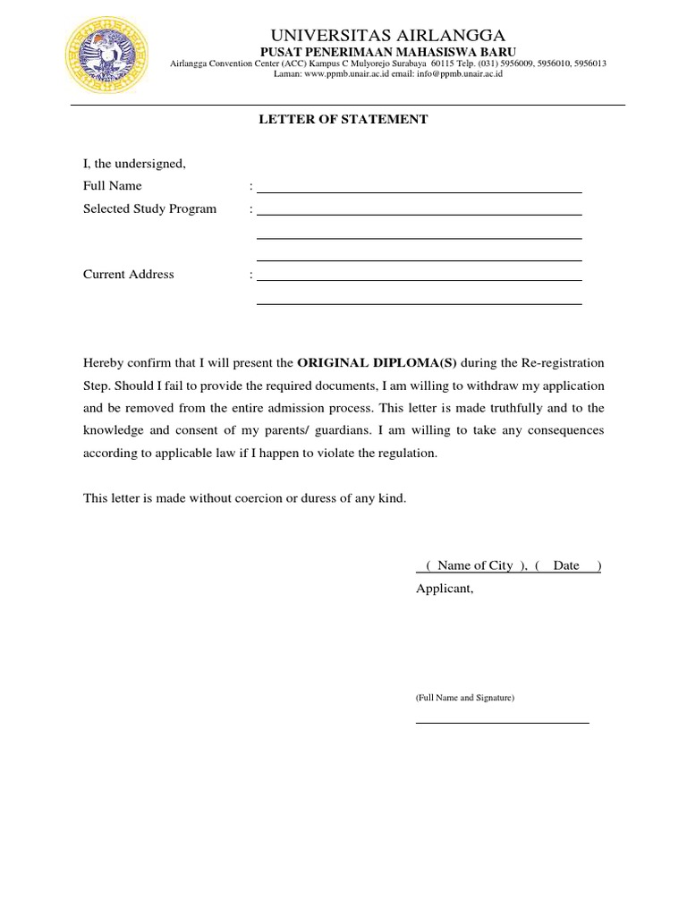 Diploma Statement Letter | PDF