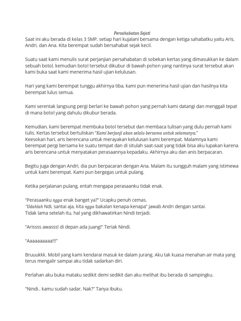 Contoh Cerpen Singkat | PDF
