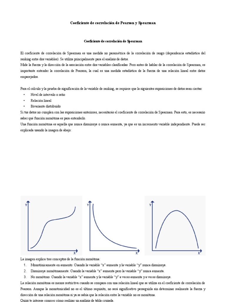 Correlación: Pearson y Spearman | PDF | Coeficiente de correlación de rango de Spearman ...