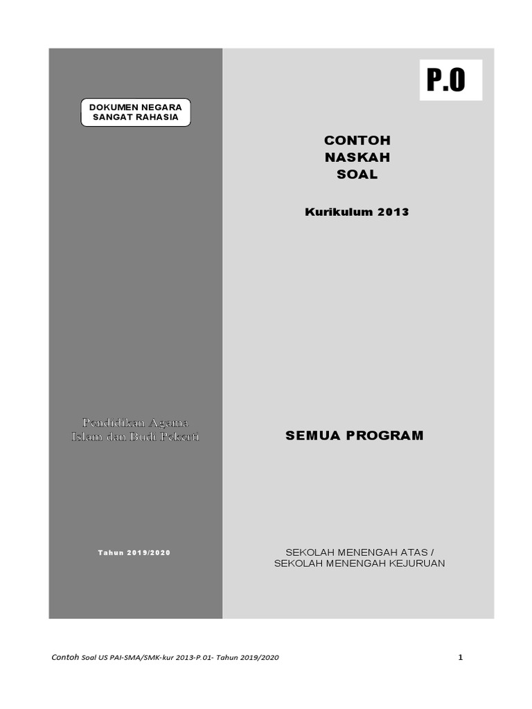 11a. Contoh Soal - P.01 - US - PAI - SMA - SMK - Kur 2013-24112019 ...