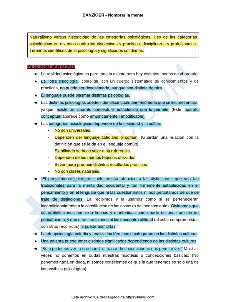 DANZIGER - Nombrar La Mente | PDF