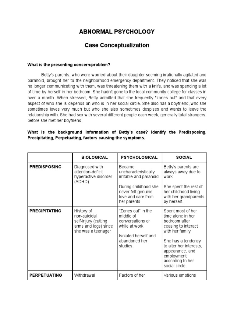 Case 6 Abnormal Psychology | PDF | Borderline Personality Disorder ...