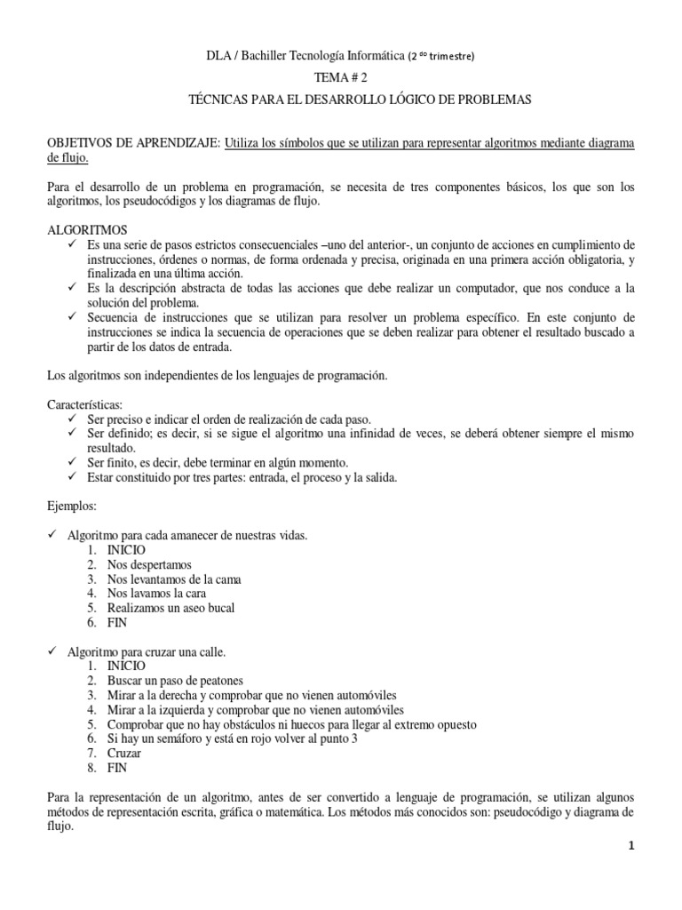 Técnicas para Desarrollo Lógico y Algoritmos | PDF | Algoritmos ...