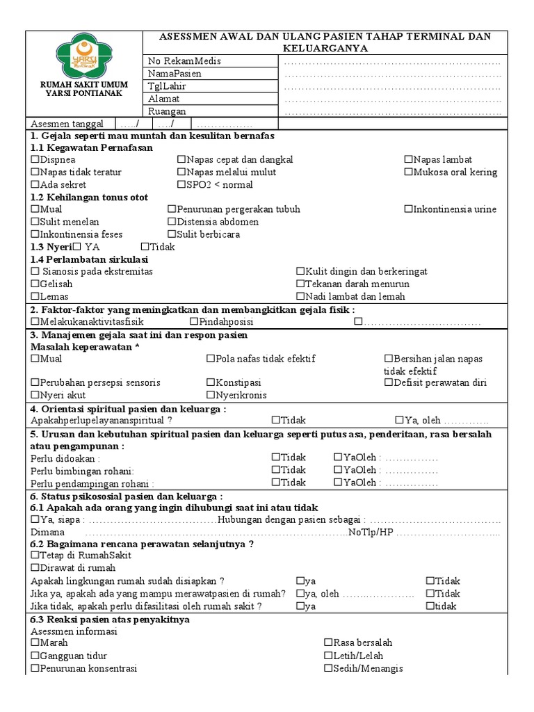 FORM ASESMEN PASIEN TERMINAL (Recovered) | PDF