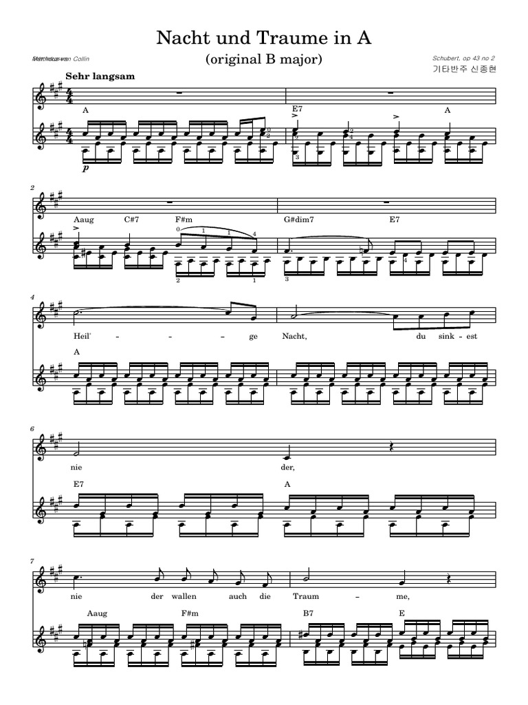 Schubert's Nacht und Träume Sheet Music | PDF | Lieder | German Songs