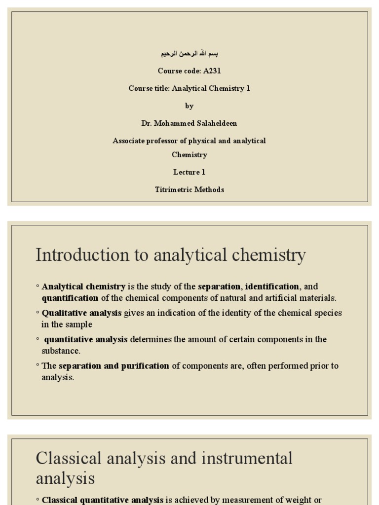 Lec 1-2 | PDF | Titration | Chemistry