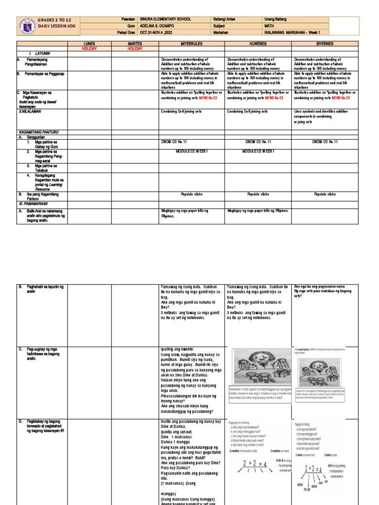 DLL Math Q2 W1 | PDF