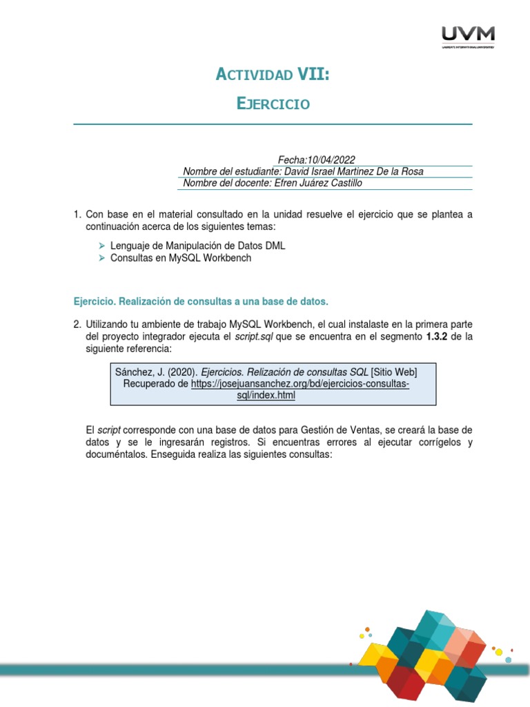 Evidencia 7 Base de Datos | PDF | Mi sql | SQL