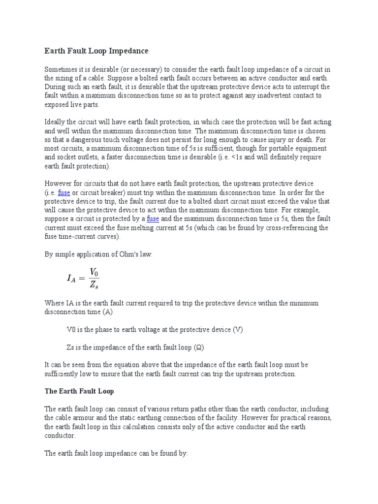 Earth Fault Loop Impedance | PDF | Fuse (Electrical) | Electrical Impedance