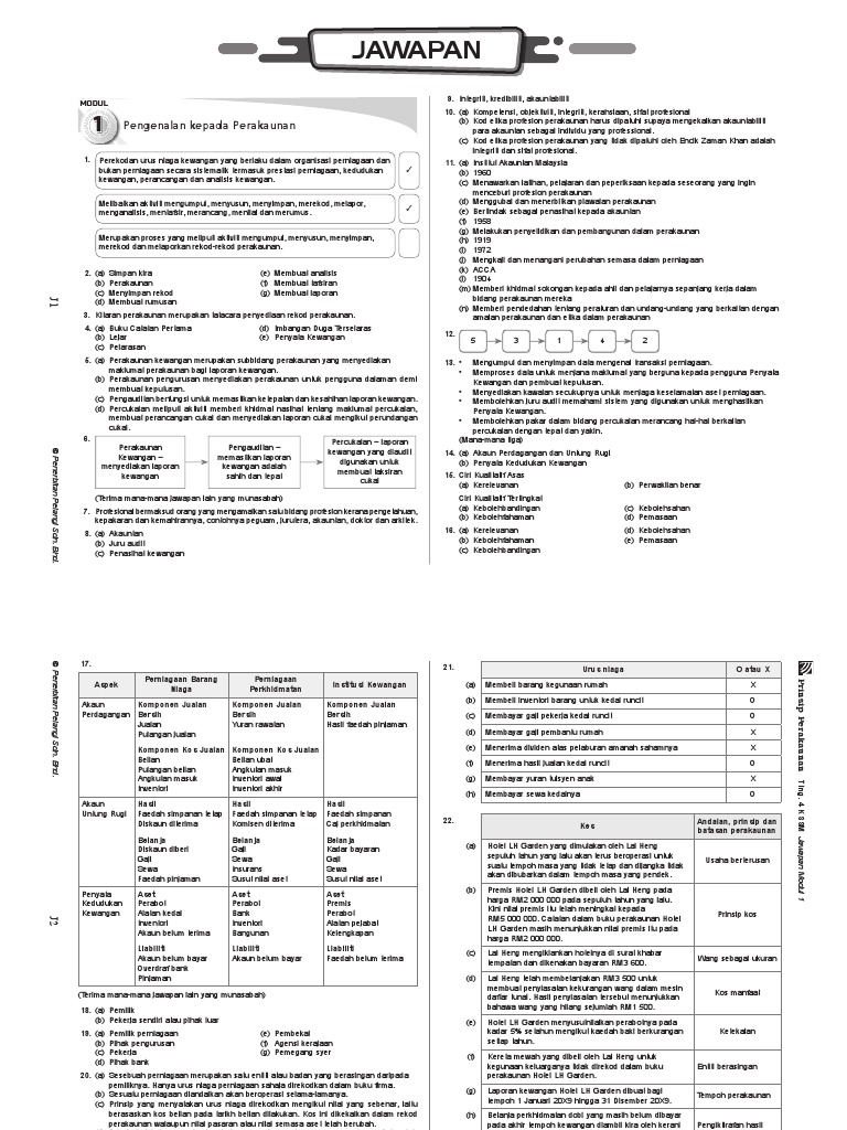Jawapan: Pengenalan Kepada Perakaunan | PDF