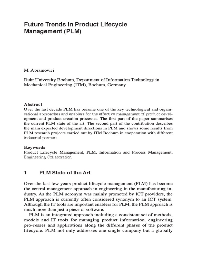 Future Trends in Product Lifecycle Management PLM | PDF | Product Lifecycle | Computer Science