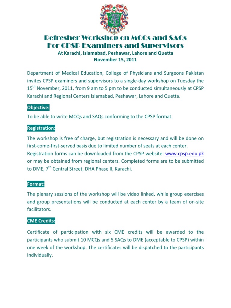 MCQ Saq CPSP | PDF | Health Care