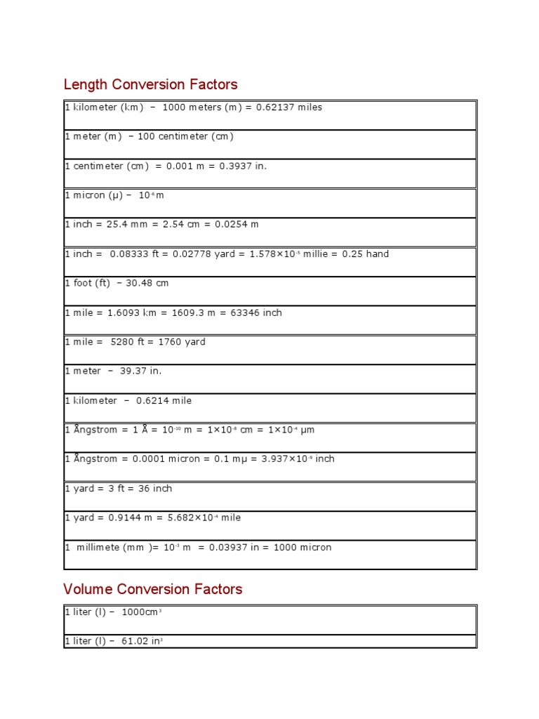 Conversion Factors | PDF | Parts Per Notation | Horsepower