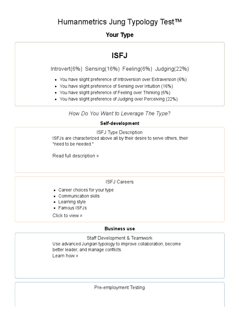 ISFJ - Leverage Your Personality Type - Myers-Briggs | PDF