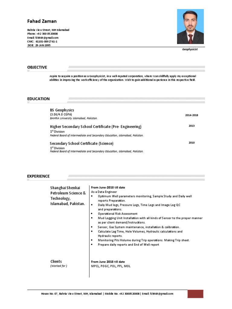 Fahad Zaman - DE CV | PDF | Computing
