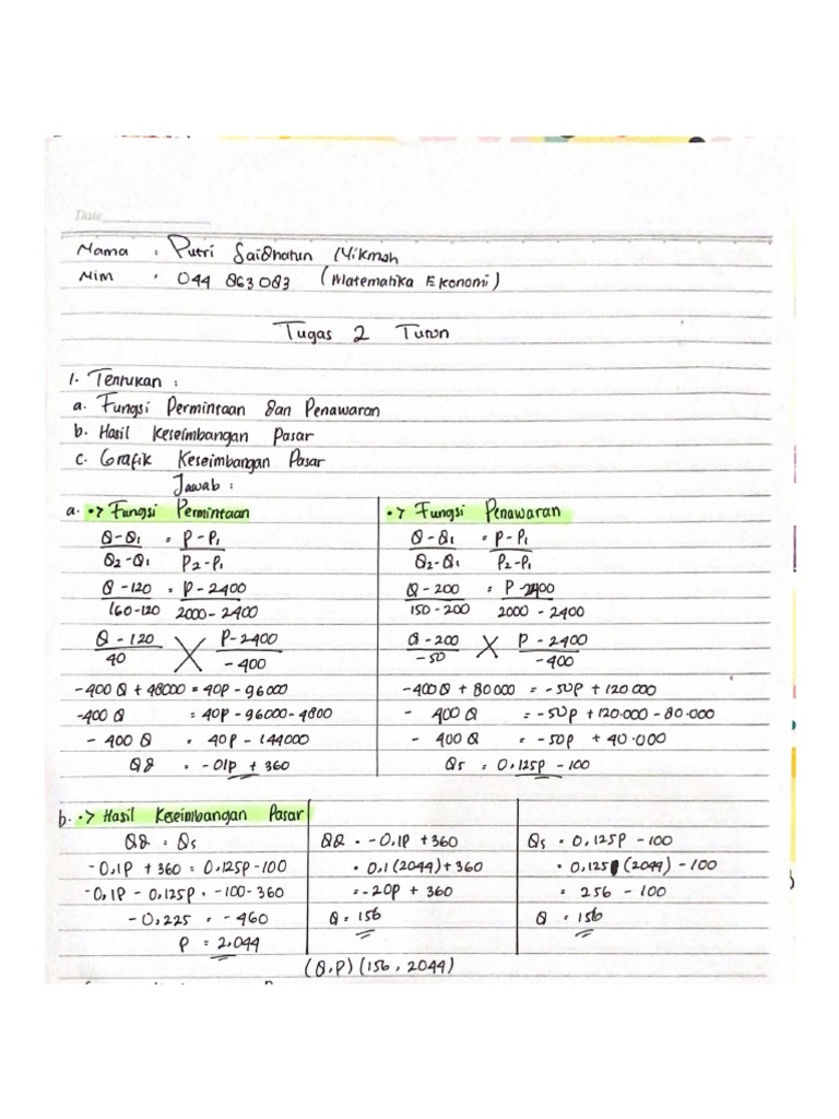 Tugas 2 Tuton Matematika Ekonomi | PDF