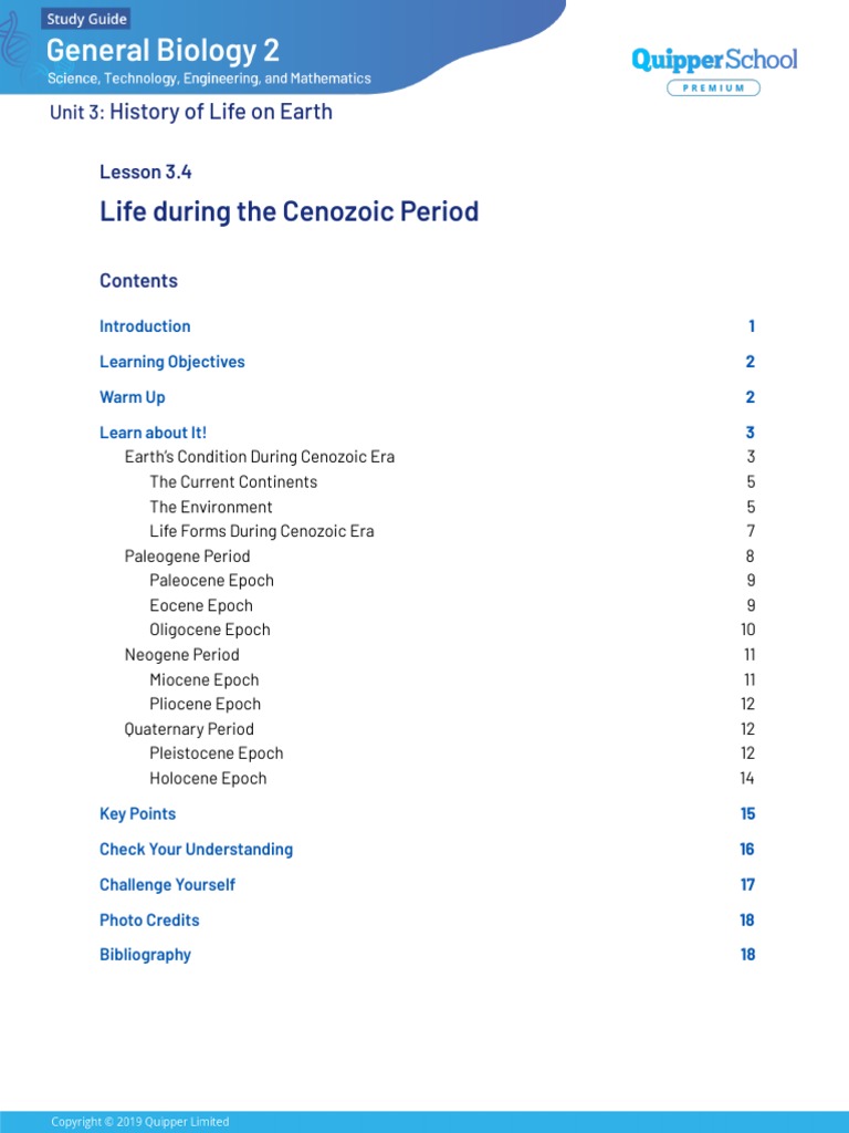Life in the Cenozoic Era: Overview | PDF | Geologic Time Scale | Earth ...