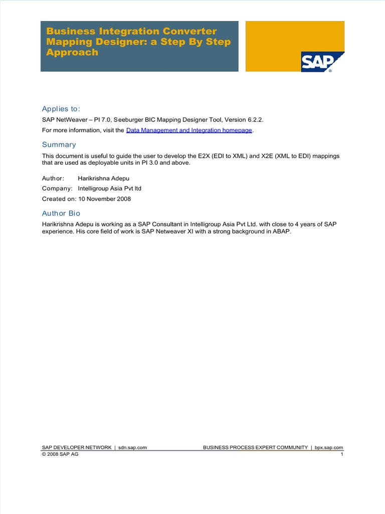 Bic Mapping in Seeburger | PDF | Electronic Data Interchange | Xml
