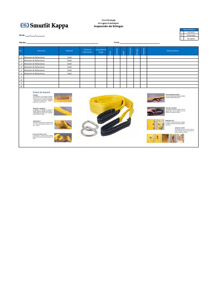 Check List Eslingas | PDF