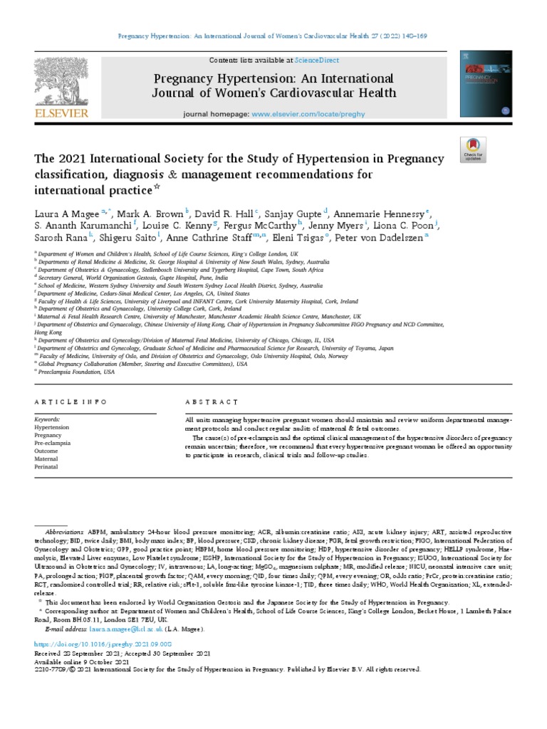 2021 - Magee - The 2021 ISSHP Classification | PDF | Hypertension ...