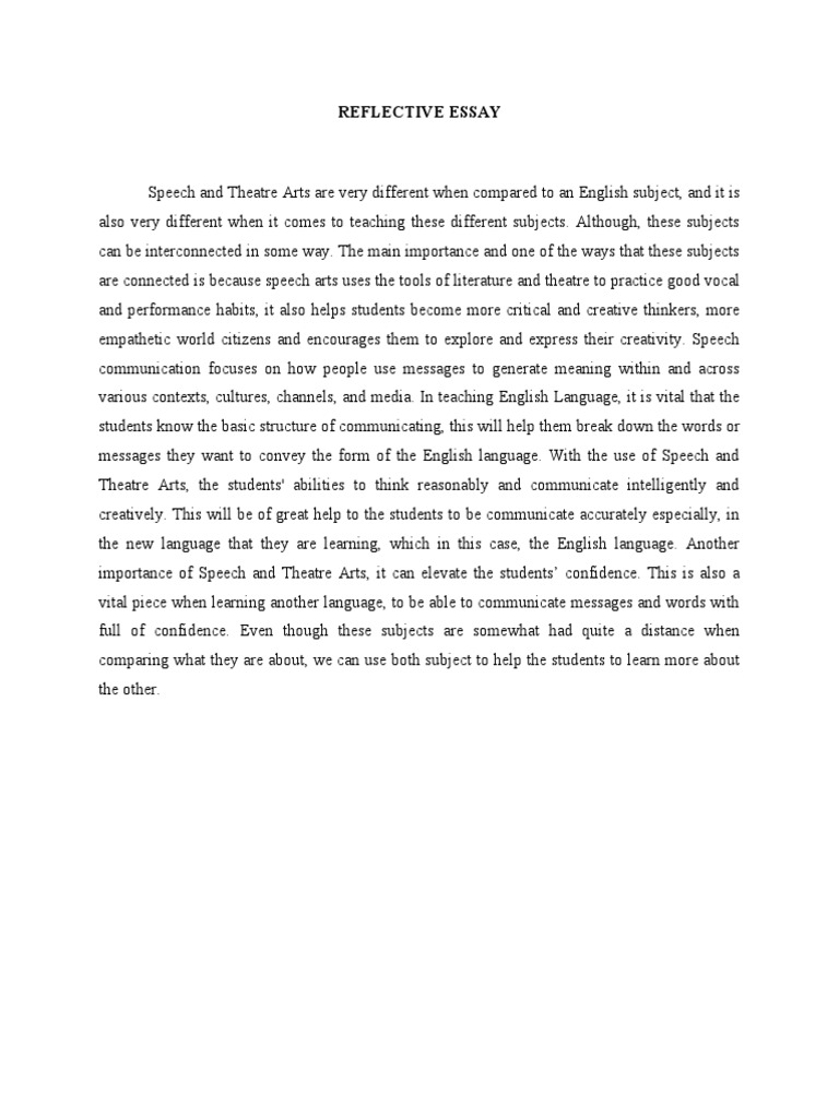 Speech and Theatre Arts Reflective Essay | PDF
