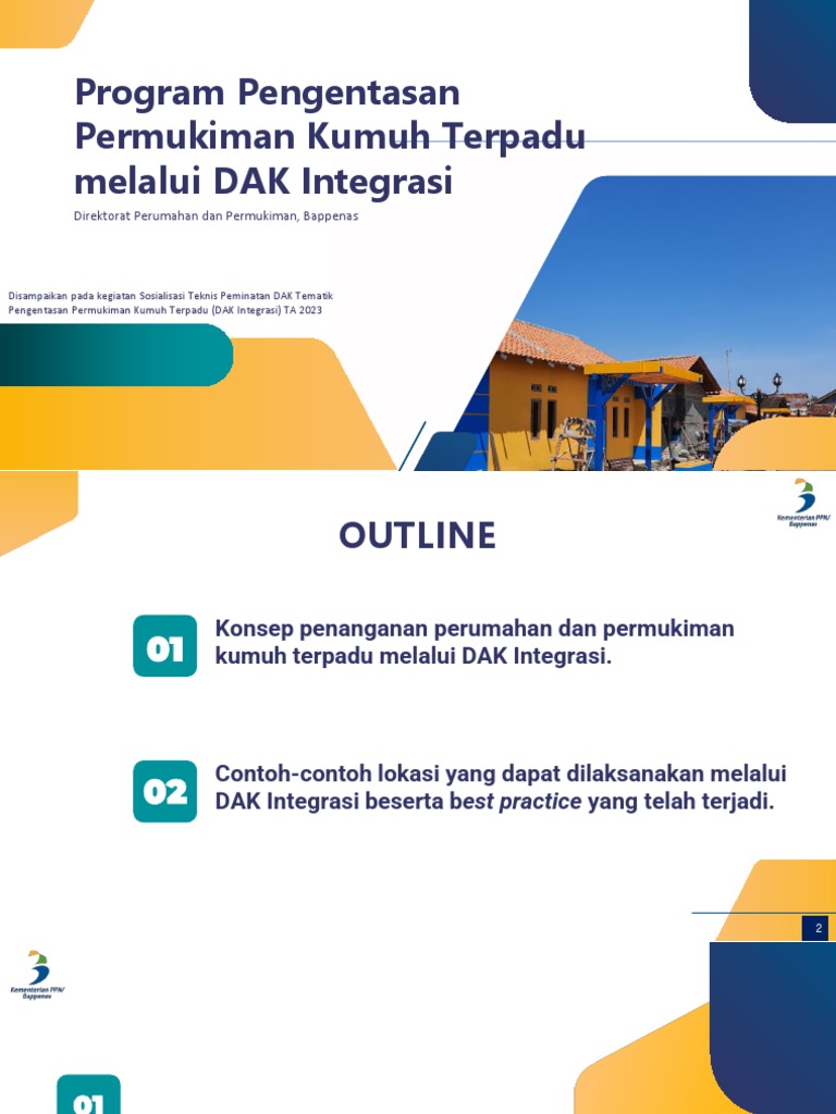 Bahan Koordinator Perumahan Bappenas - Sosialisasi Teknis Peminatan DAK Integrasi | PDF