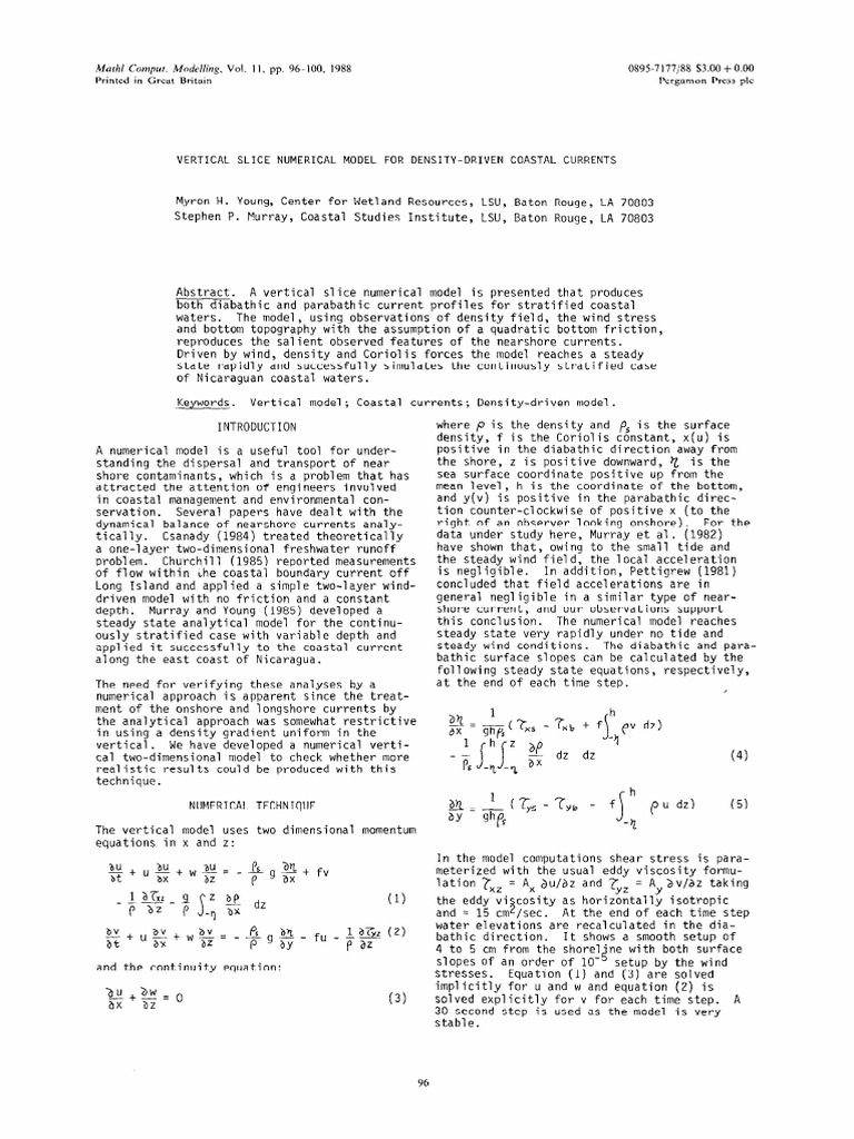 Vertical Slice Numerical Model For Density Dri - 1988 - Mathematical ...